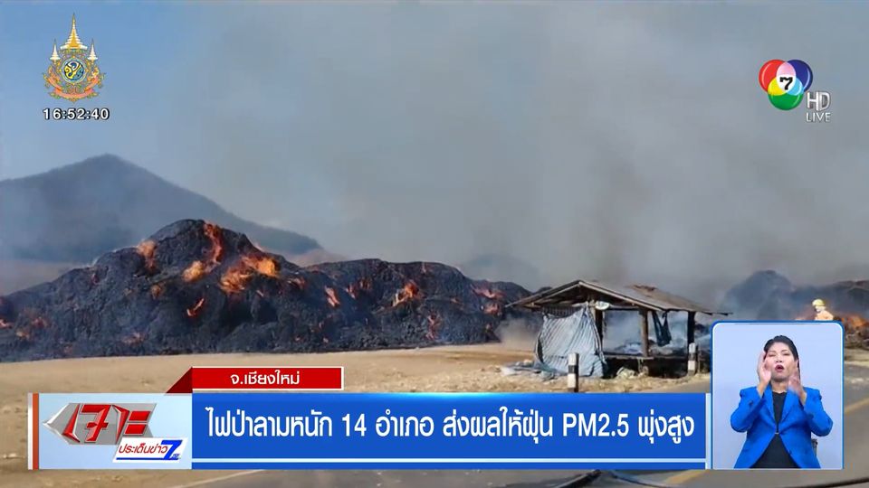 ข่าวไฟป่าลามหนัก 14 อำเภอ ส่งผลให้ฝุ่น PM2.5 พุ่งสูง